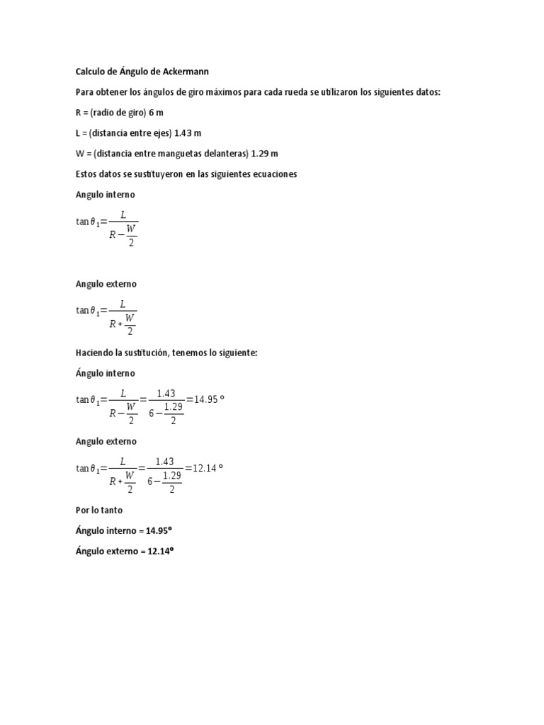 Calculo de Ángulo de Ackermann | PDF
