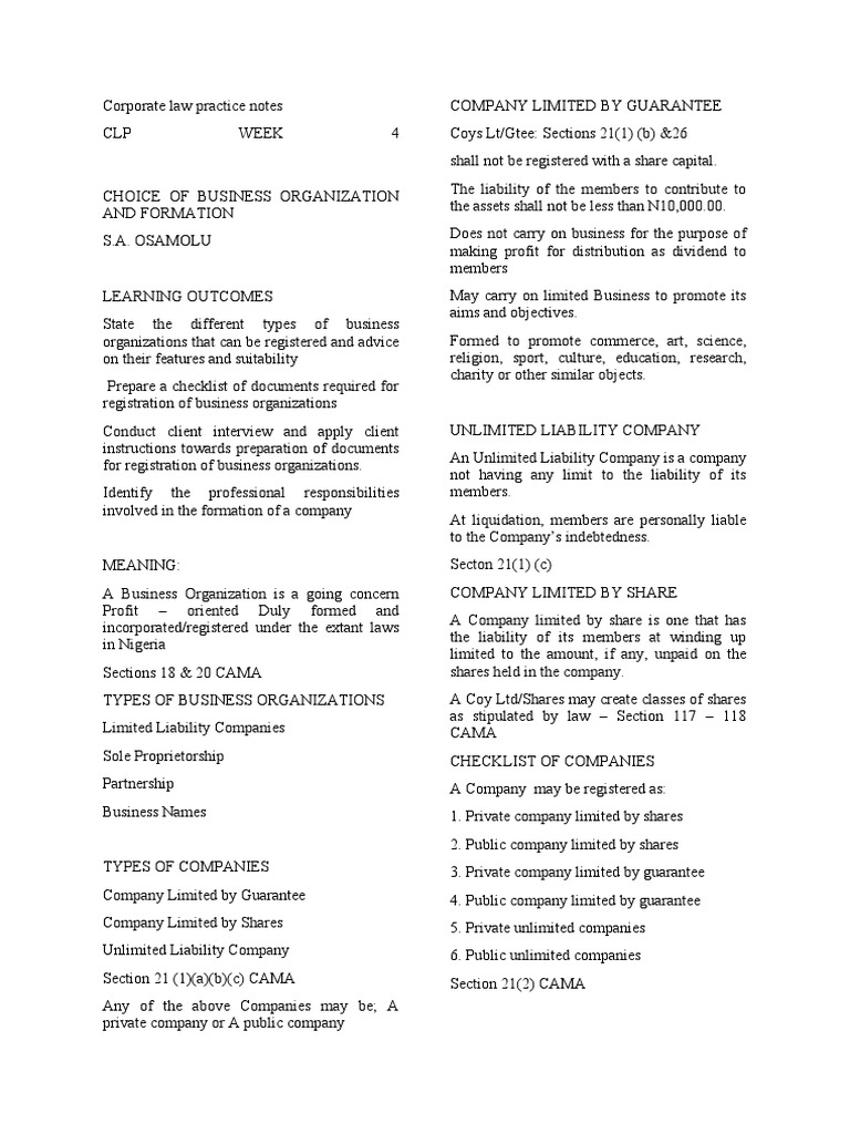 Corporate Law Practice Notes | PDF | Privately Held Company | Companies