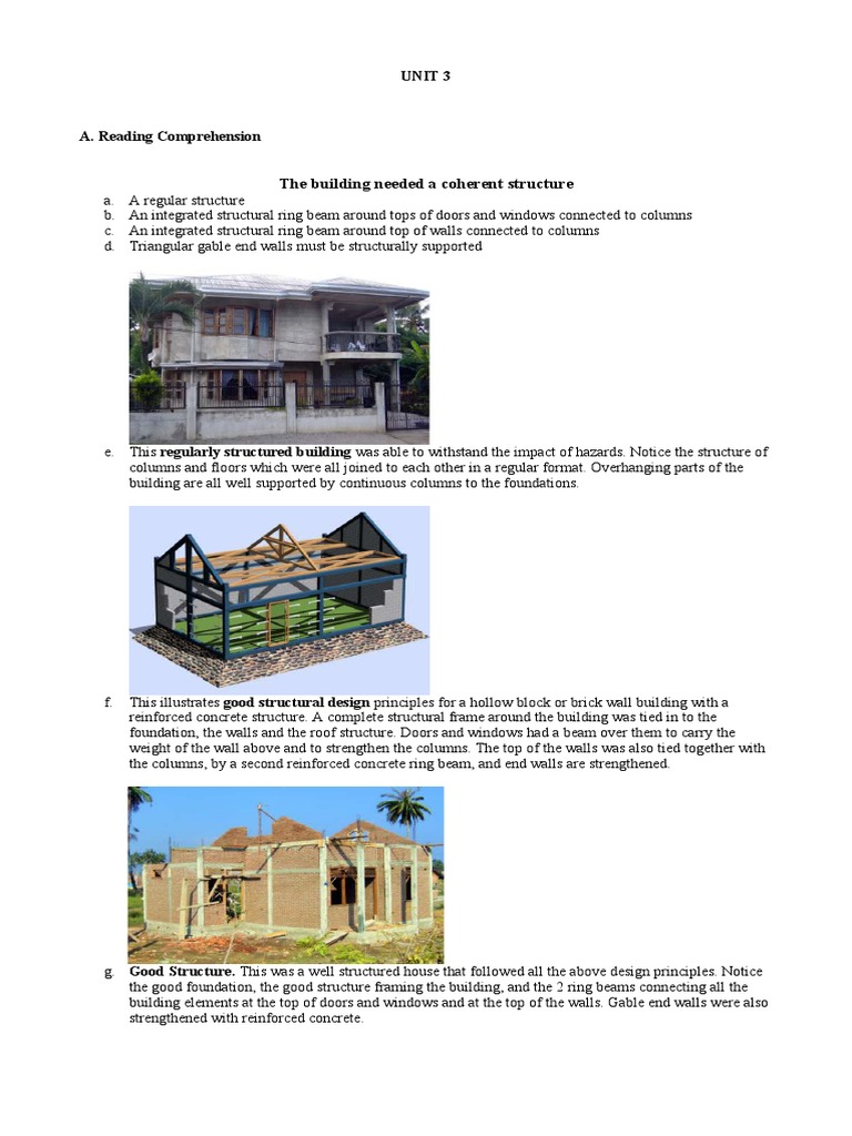 The Building Needed A Coherent Structure: Unit 3 | PDF | Verb | Adverb