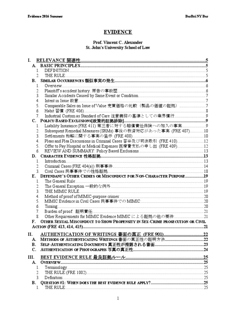 FINALEvidence | PDF | Relevance (Law) | Federal Rules Of Evidence