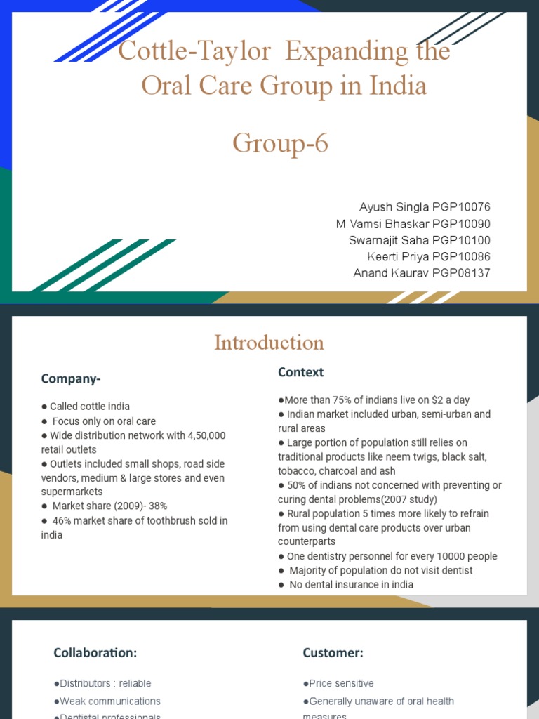 Cottle-Taylor Expanding The Oral Care Group in India Group-6 | PDF ...
