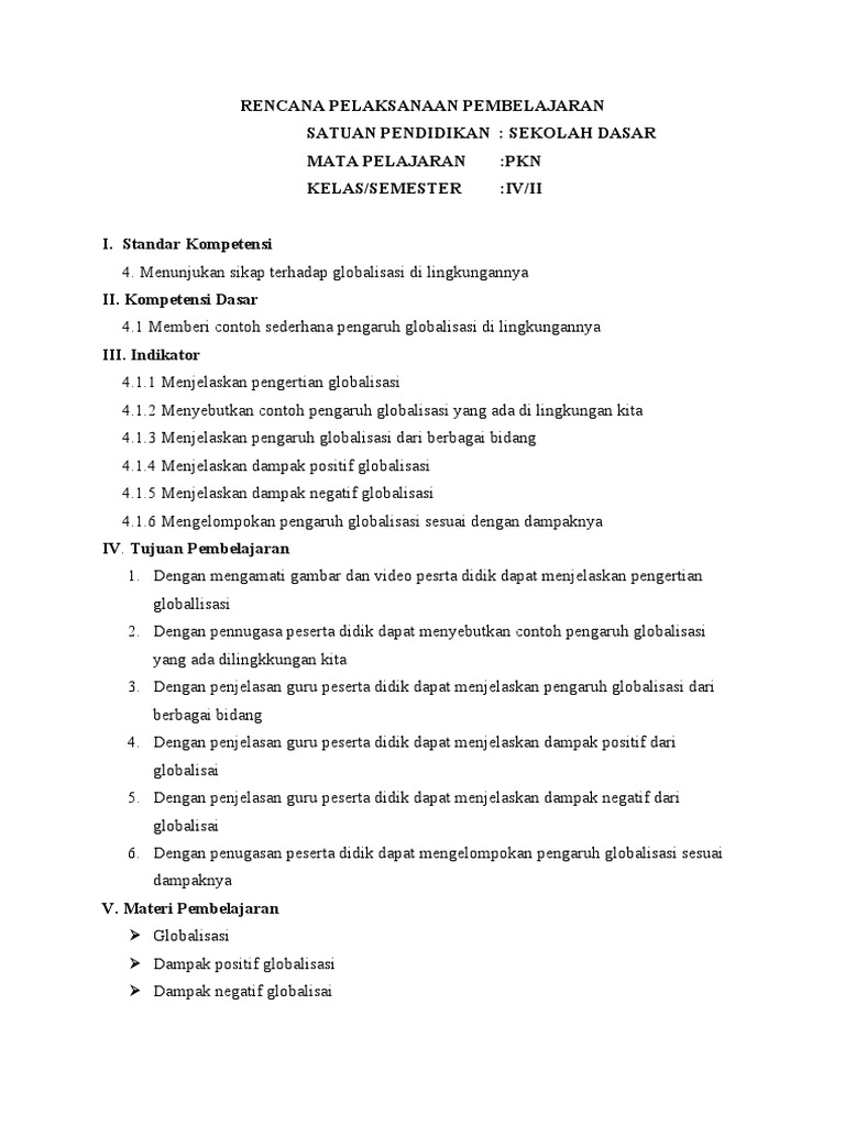 RPP KELAS IV PKN | PDF