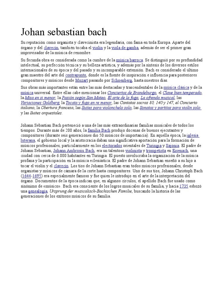 Biografía de Johann Sebastian Bach | PDF | Johann Sebastian Bach ...