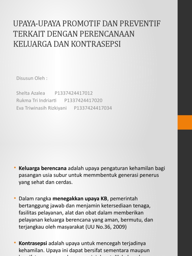 Upaya-Upaya Promotif Dan Preventif Terkait Dengan Perencanaan Keluarga ...