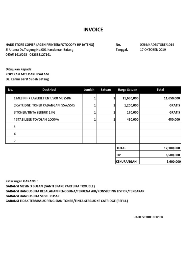 Invoice Mesin | PDF