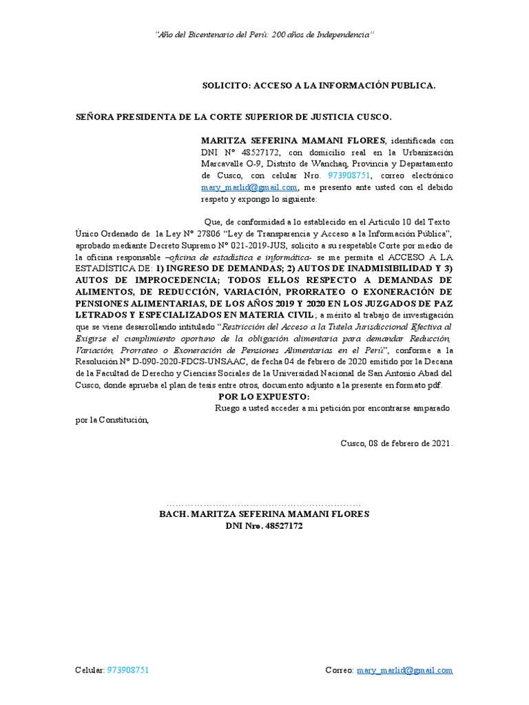 Solicitud Maritza | PDF | Justicia | Crimen y violencia