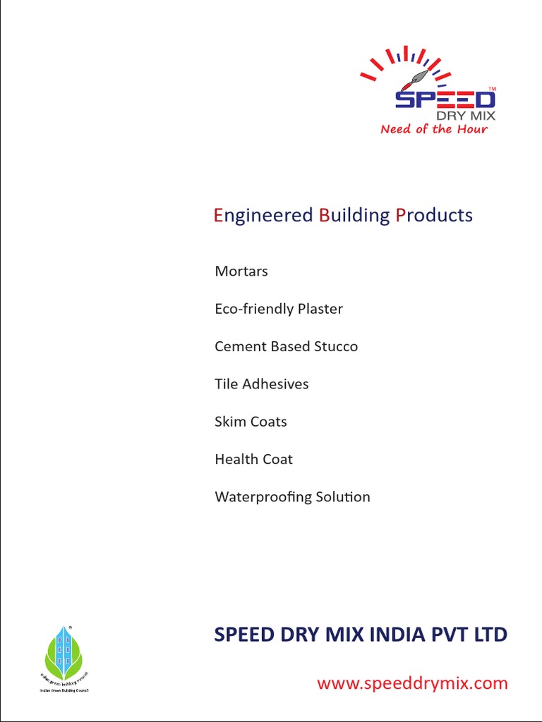 Speed Dry Mix Brochure | Download Free PDF | Plaster | Concrete