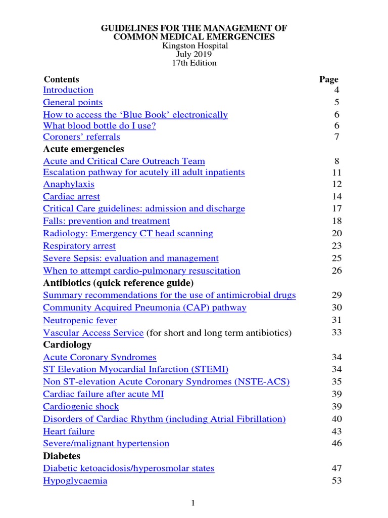Kingston Hospital Blue Book 2019 | Download Free PDF | Intensive Care ...