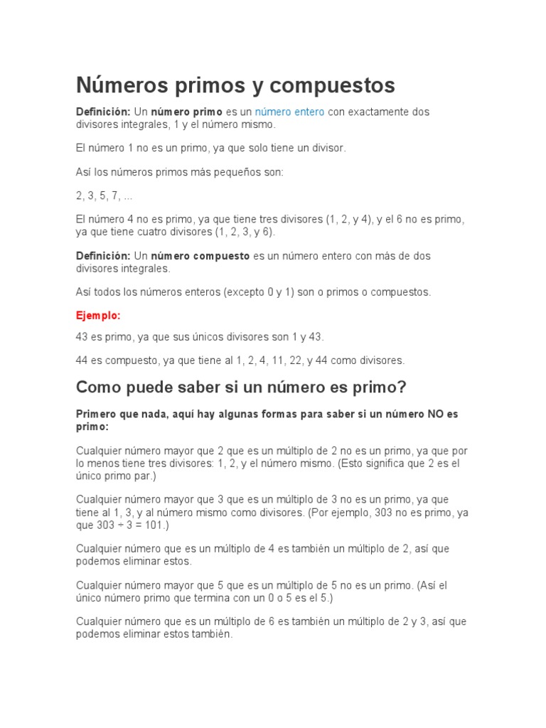 Números Primos y Compuestos | Descargar gratis PDF | Número primo ...