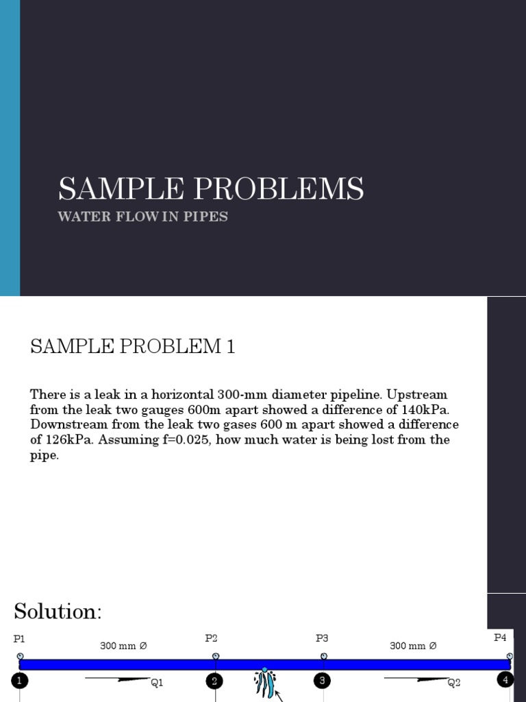 7 - Pipe - Sample Problem With Solutions | PDF | Fluid Dynamics ...