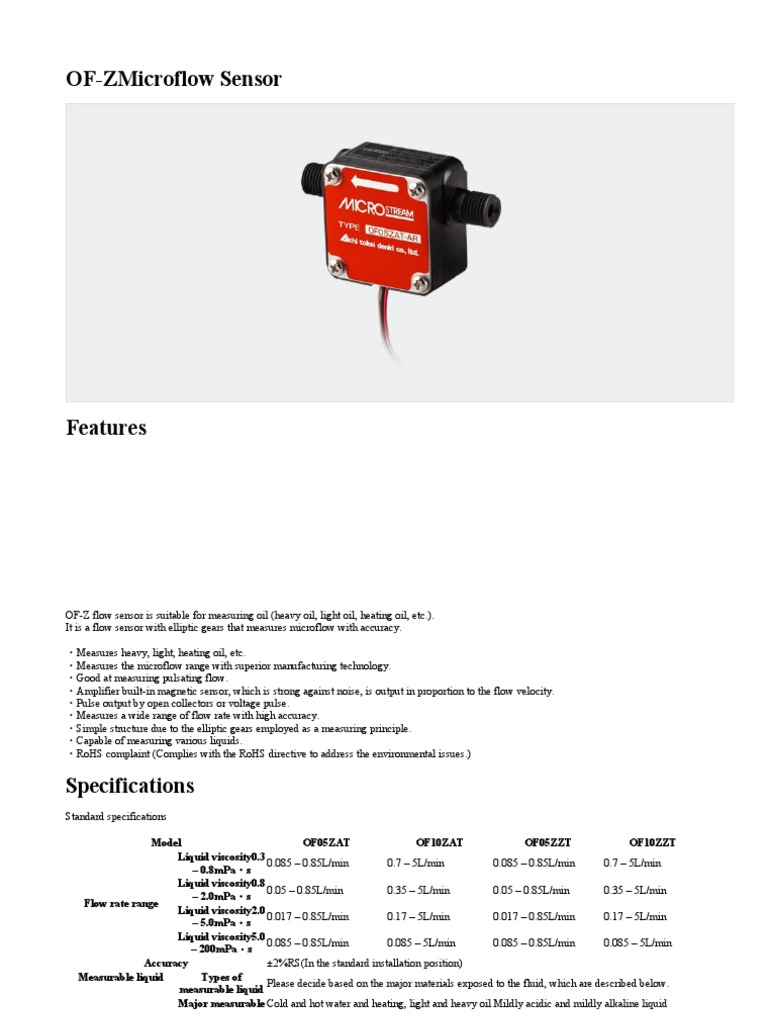 Flow Sensor | PDF | Flow Measurement | Liquids
