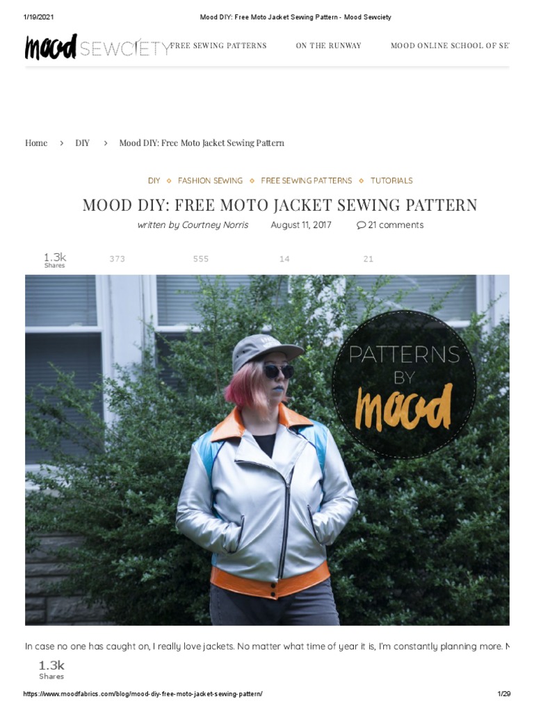 Mood DIY - Free Moto Jacket Sewing Pattern - Mood Sewciety | PDF | Sewing | Seam (Sewing)