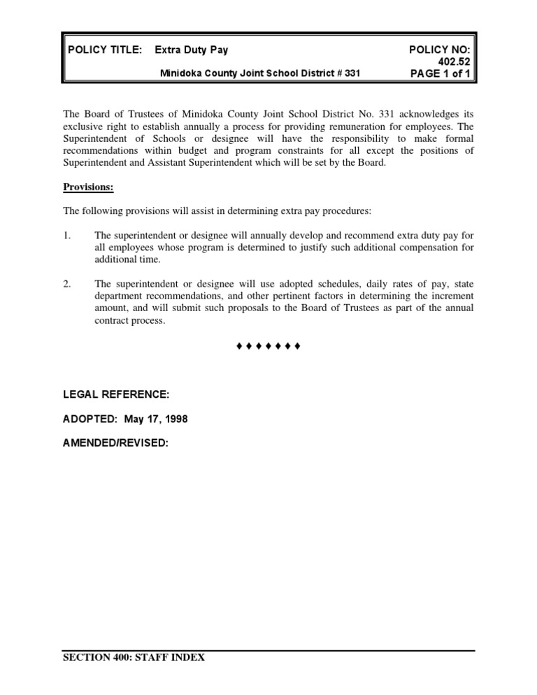 Extra Duty Pay Policy for Staff | PDF | Finance & Money Management