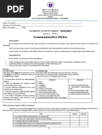 Communicative Style Lesson Plan | PDF | Lesson Plan