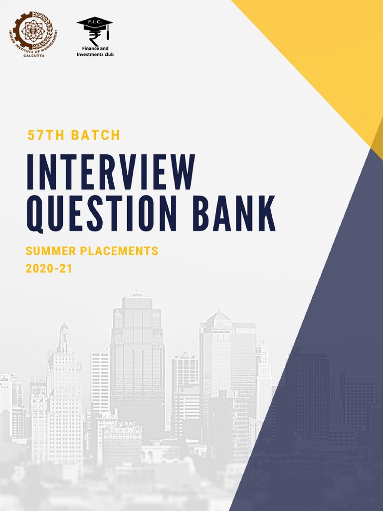 FinClub - 57th Batch Interview Question Bank | PDF | Discounted Cash Flow | Valuation (Finance)