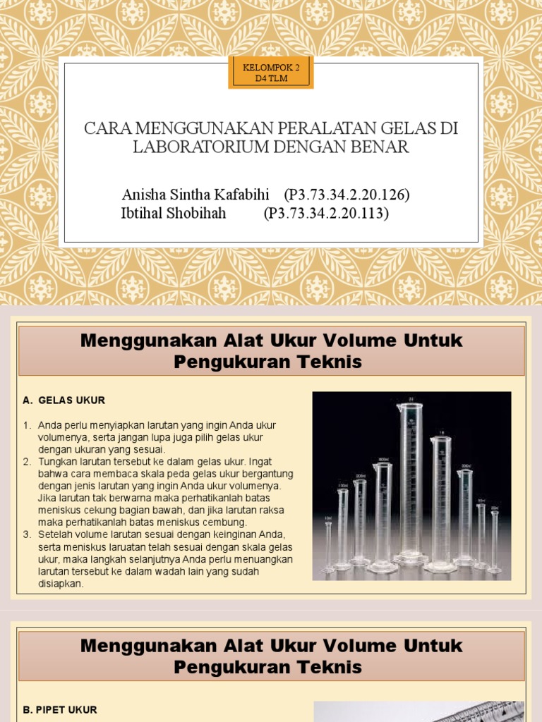 CARA MENGGUNAKAN Peralatan Gelas Di Laboratorium Dengan Benar | PDF