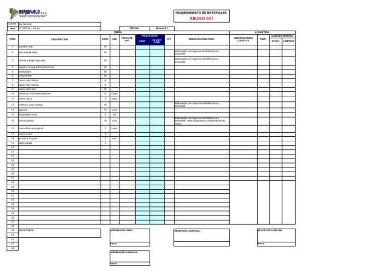 Formato de Requerimiento de Epps | PDF