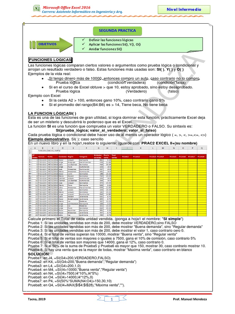 Pract2 Excel 2016 Intermedio | PDF | Microsoft Excel | Informática