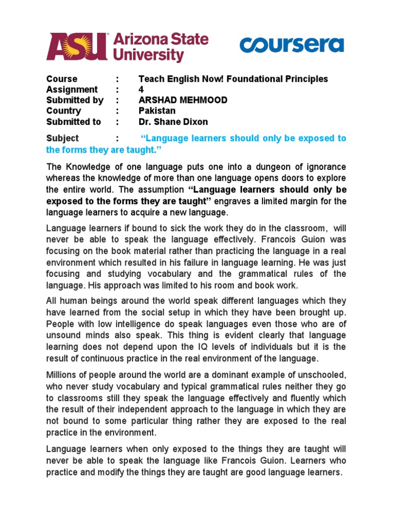 04-"Language Learners Should Only Be Exposed To The Forms They Are ...