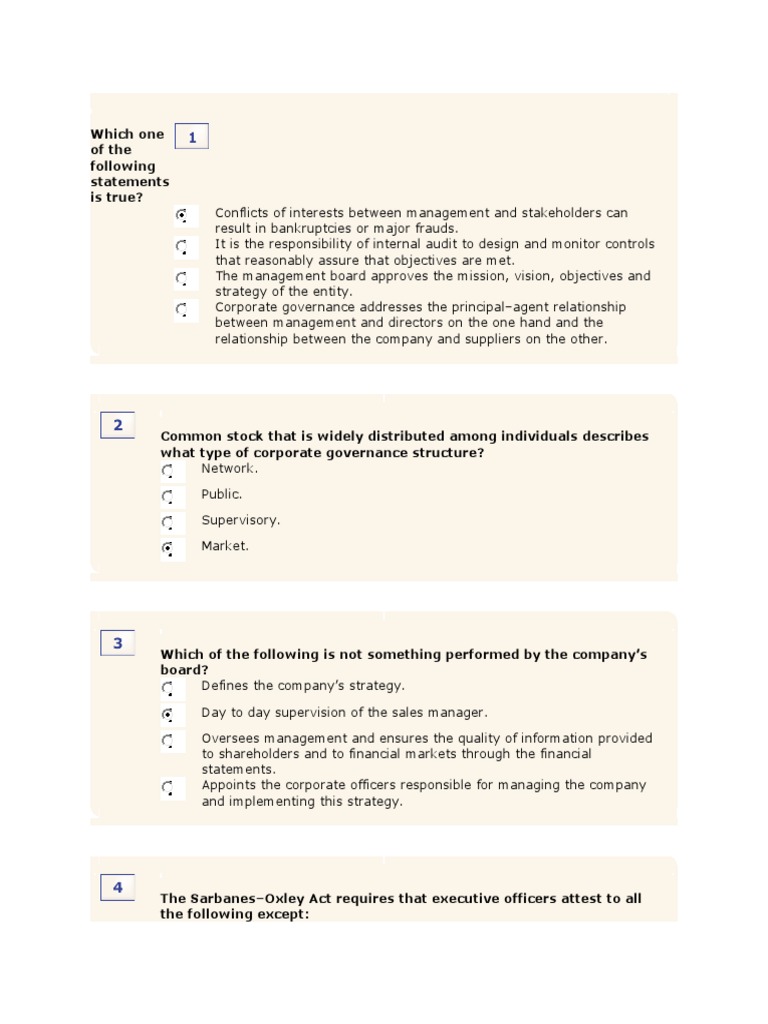 Corporate Governance Multiple Choice | PDF | Corporate Governance ...