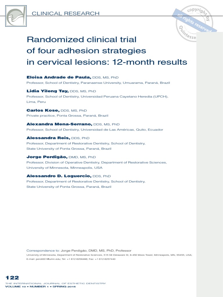 Randomized Clinical Trial of Four Adhesion Strategies in Cervical ...
