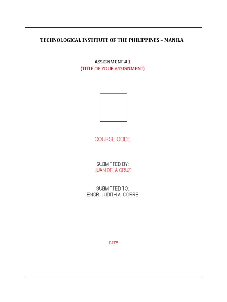 Technological Institute of The Philippines - Manila: 1 (Title of Your ...