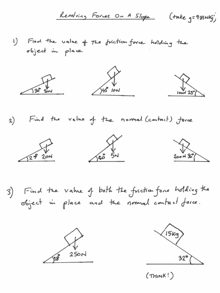 Resolving Forces On A Slope | PDF