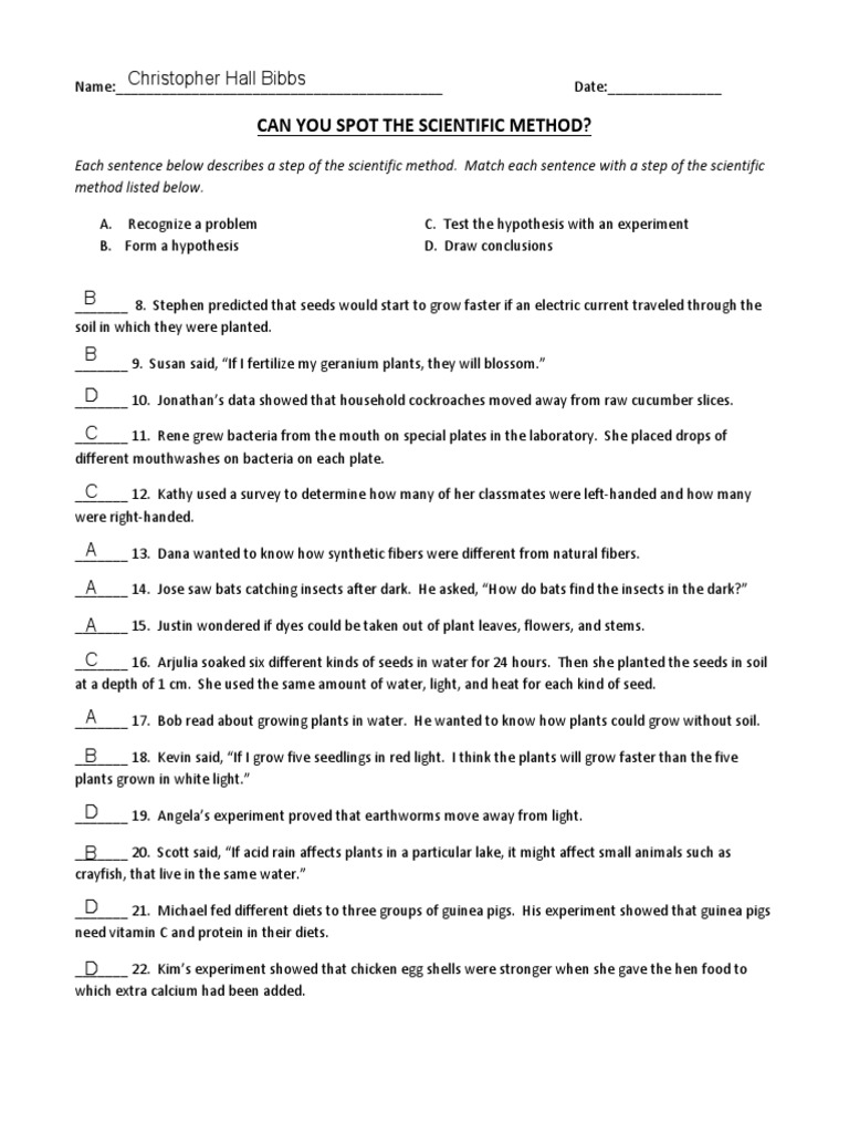 Scientific Method - Worksheet | PDF | Experiment | Seed