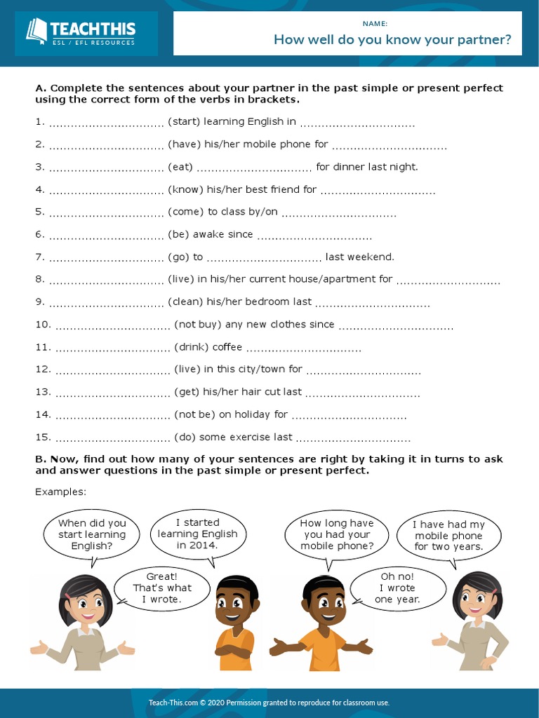 How Well Do You Know Your Partner?: Esl / Efl Resources | PDF ...