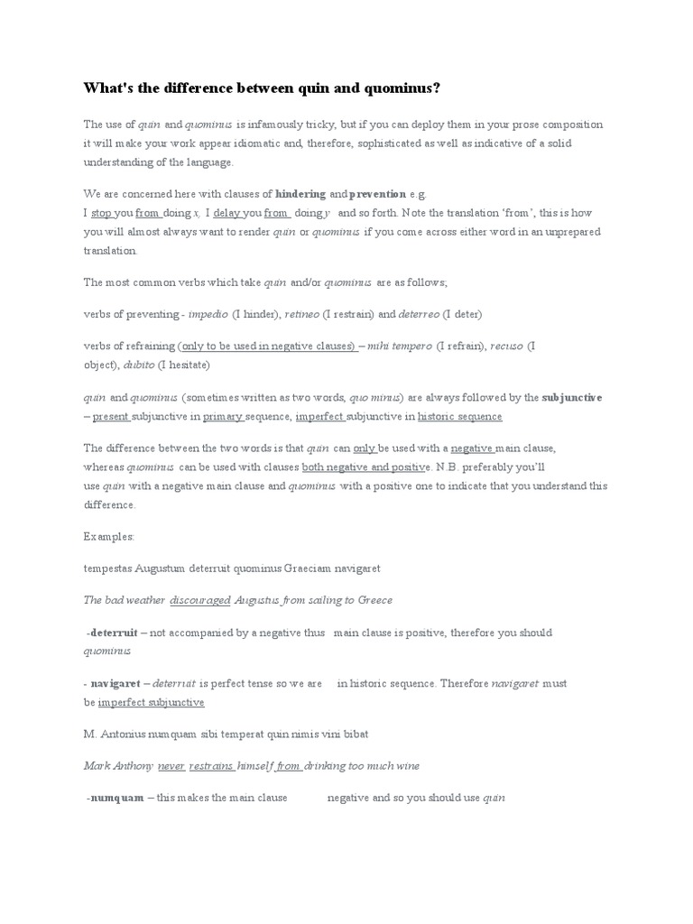 What's The Difference Between Quin and Quominus? | Download Free PDF ...
