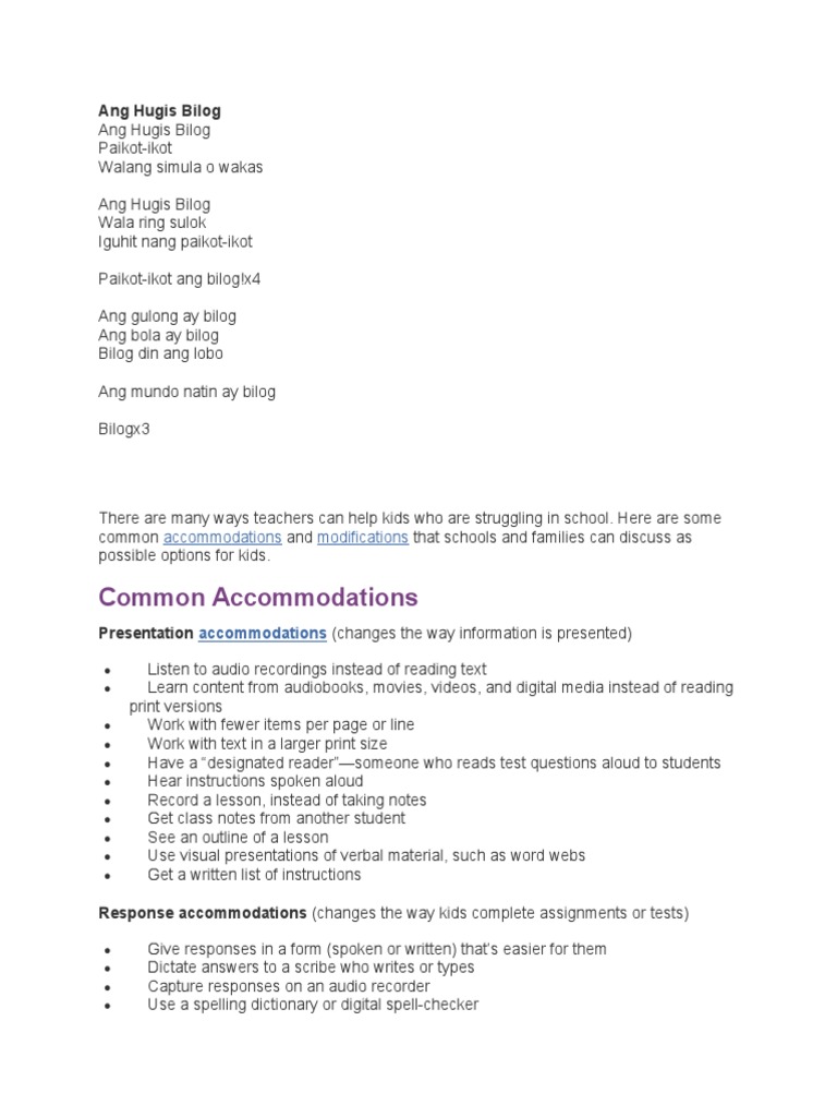 School Accommodations Guide | PDF | Worksheet | Behavior Modification