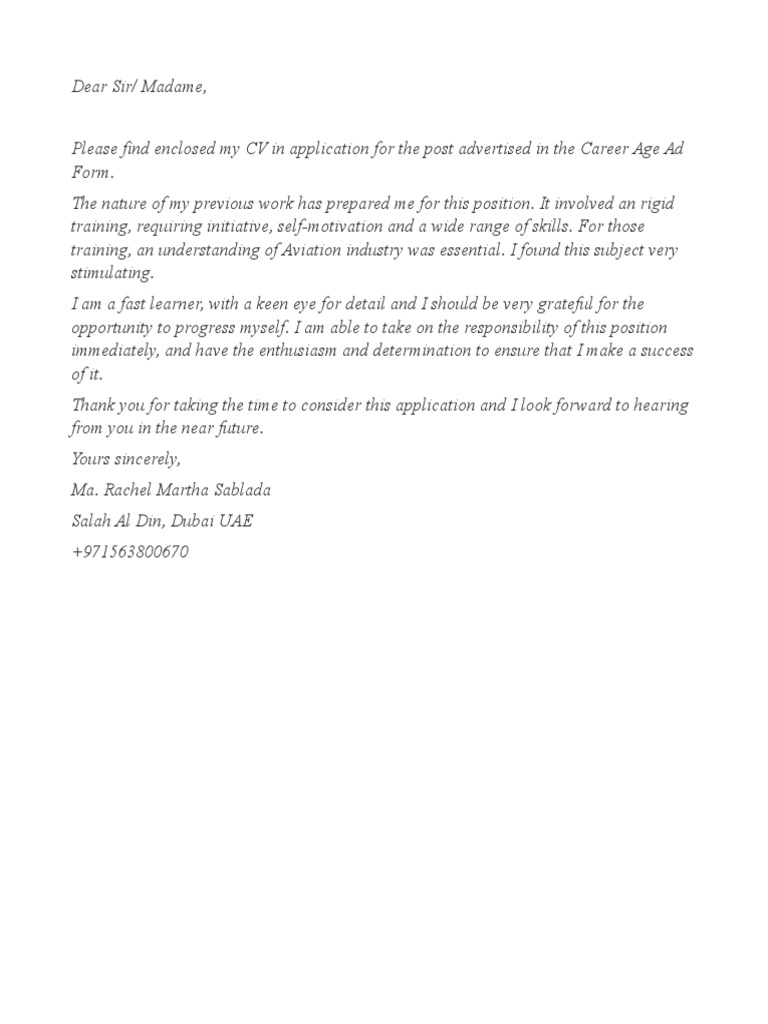 Cover Letter Cabin Crew Best Cover Letter Examples For Any Job In 2025