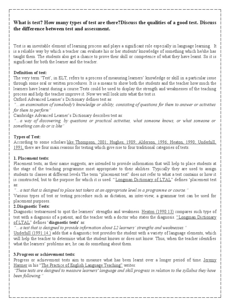 Evaluating Language Learning: An Analysis of Test Types ...