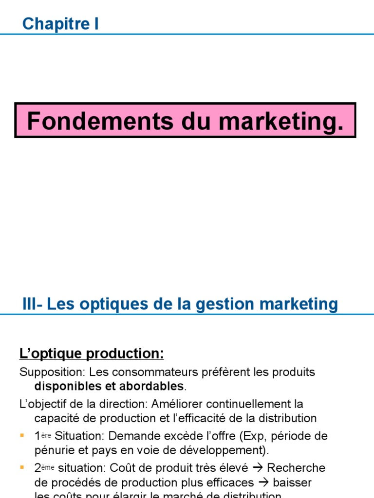Cours Marketing de Base Chap1 Part2 | PDF | Commercialisation | Application