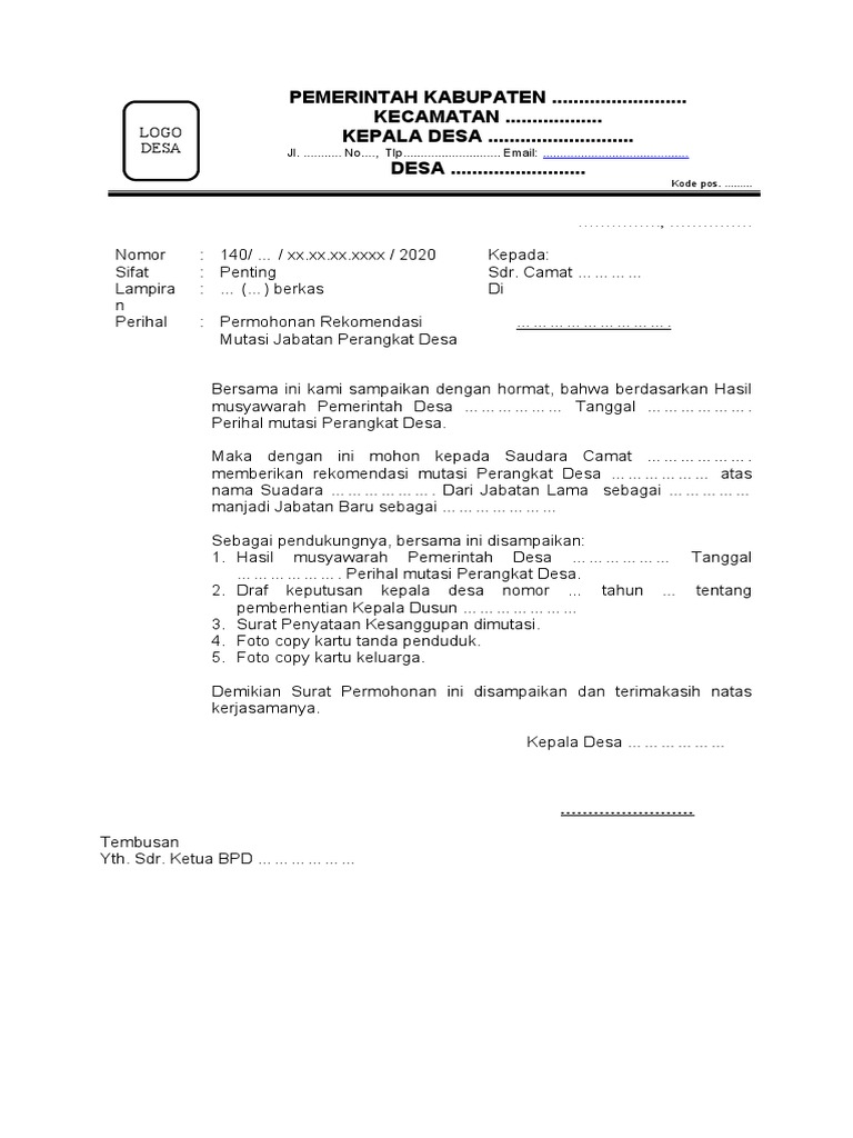 Contoh SK Mutasi Perangkat Desa1 | PDF