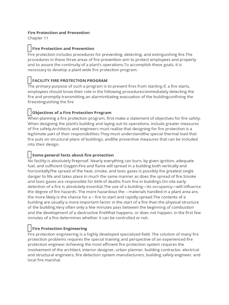 Fire Protection and Prevention | PDF | Fires | Fire Safety