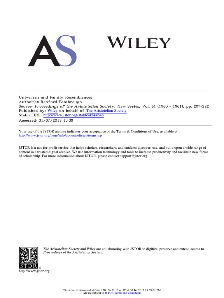 Universals and Family Resemblance | PDF | Ludwig Wittgenstein ...