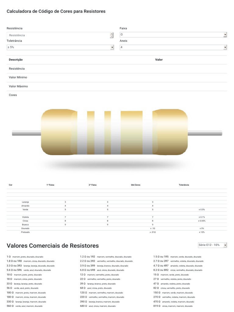 Calculadora Codigo de Cores de Resistores | PDF | Resistor | Visão
