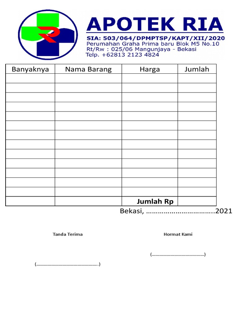 Contoh Nota Pembeli Obat | PDF