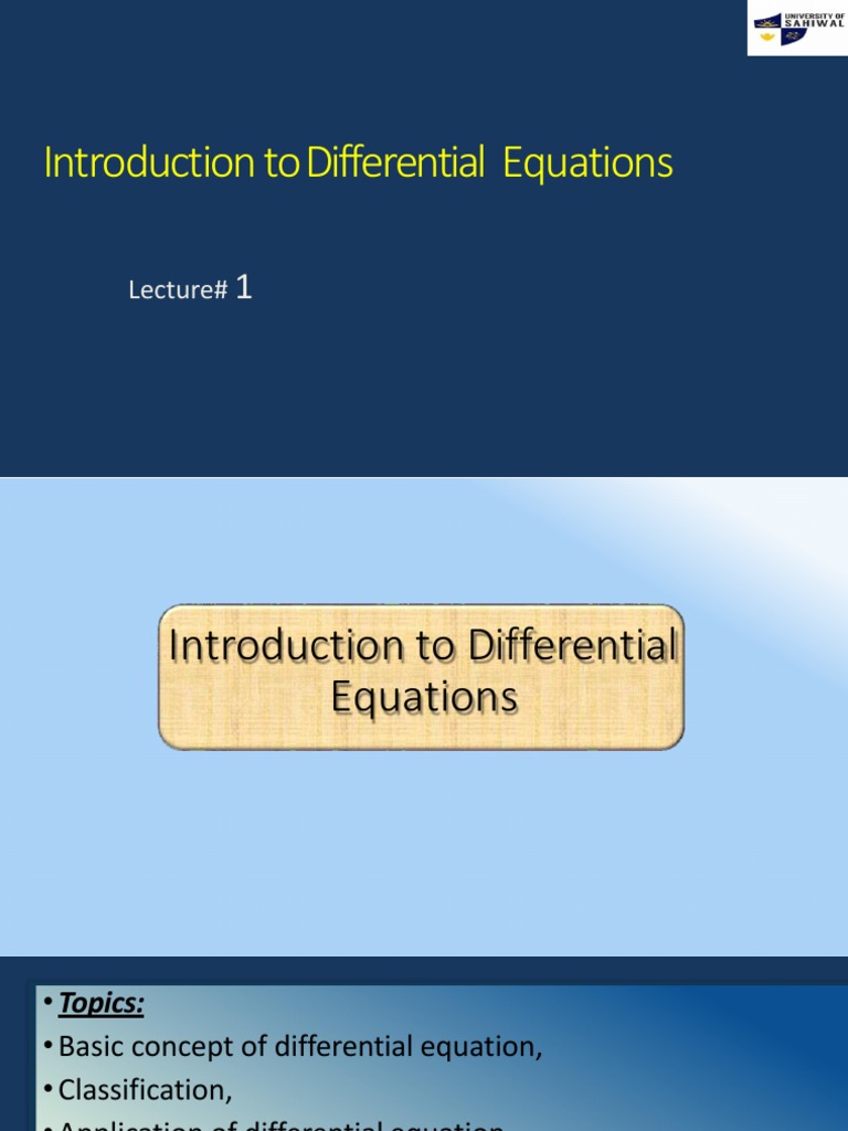 Intro to Differential Equations | PDF | Ordinary Differential Equation ...