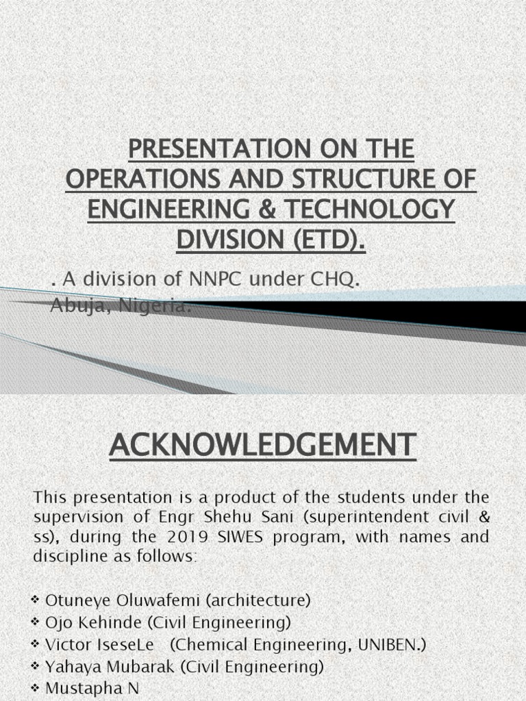 Presentation On The Operations and Structure of Engineering ...