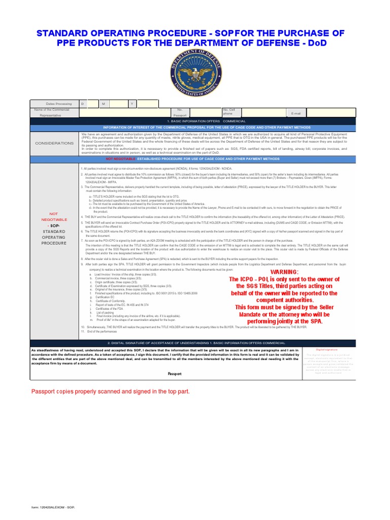 SOP - STANDARD OPERATING PROCEDURE FOR THE PURCHASE OF PRODUCTS PPE FOR ...