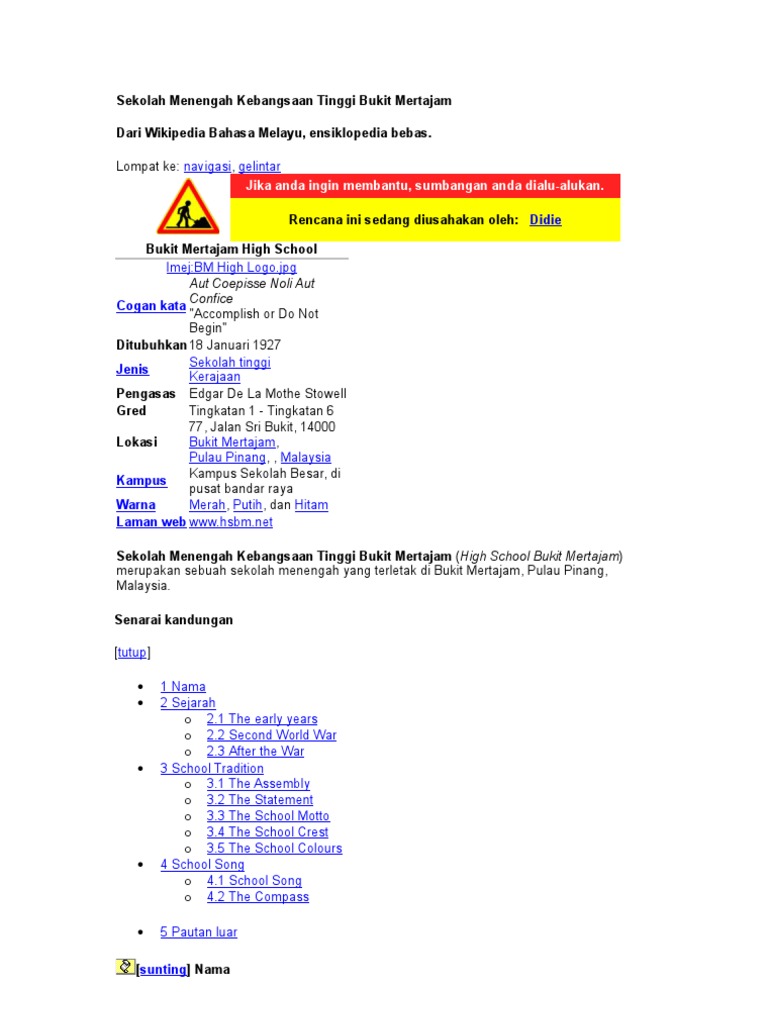 High School BM History | PDF