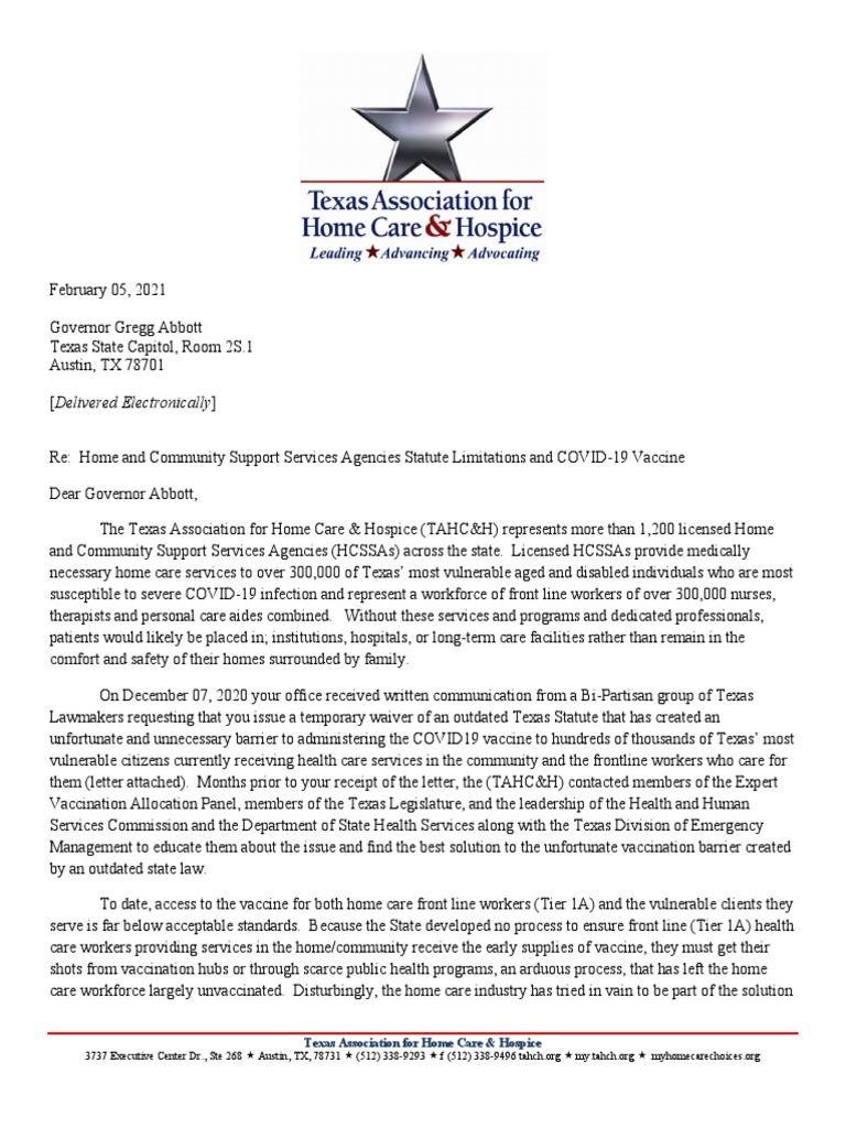 Letter To Gov. Abbott | PDF | Health Care | Texas