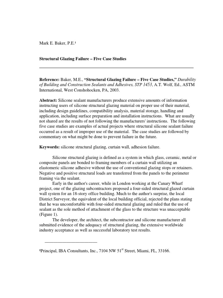 Structural Glazing Failures: Case Studies | PDF | Silicone | Building ...