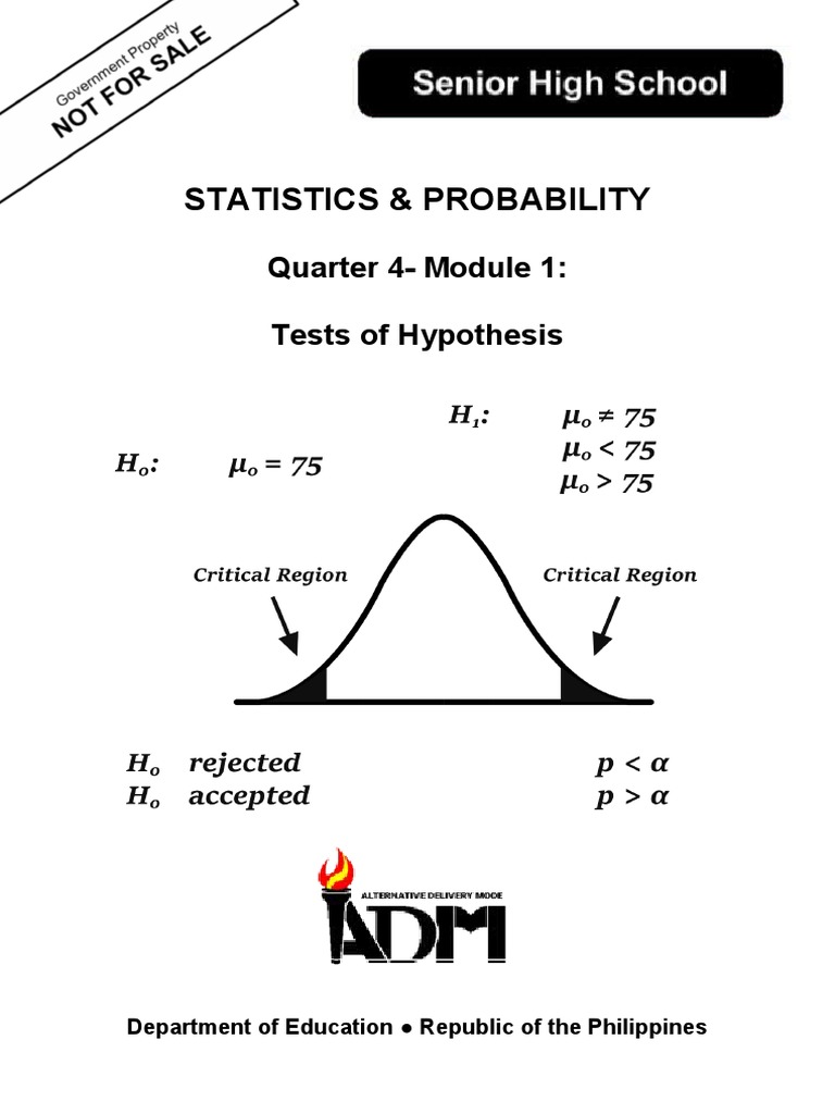 Statistics and Probability For VERSION 3 | PDF | Type I And Type Ii ...