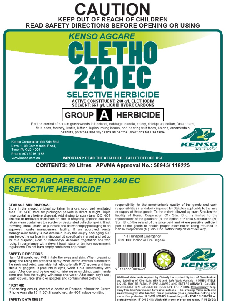Label Cletho 240 EC | PDF | Herbicide | Plants