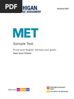 Michigan English Test MET: Sample Questions | PDF | Tests | Test ...