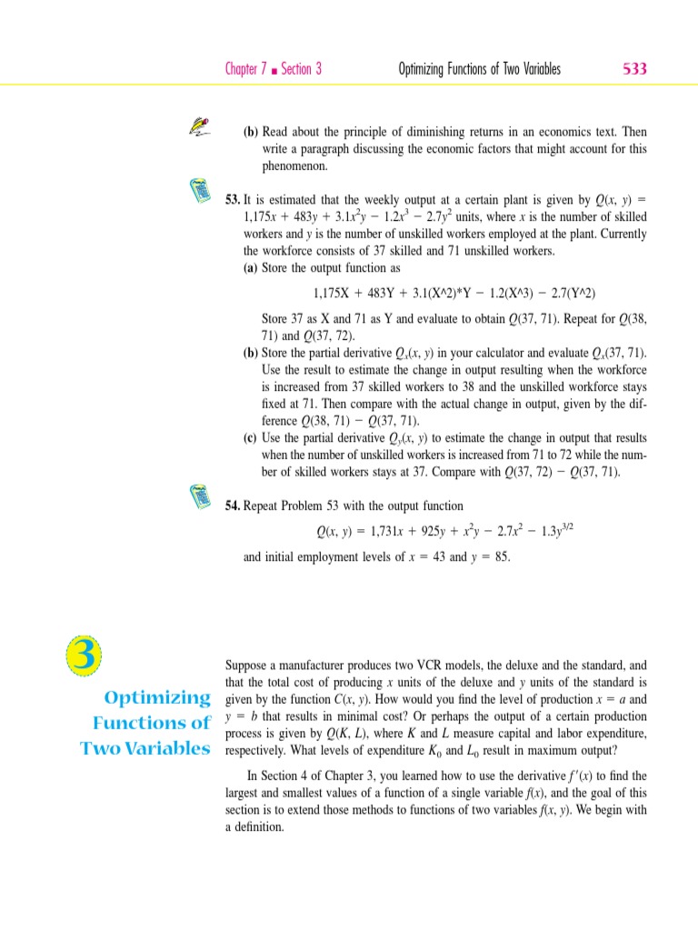 Section 3: Optimizing Functions of Two Variables | PDF | Maxima And ...
