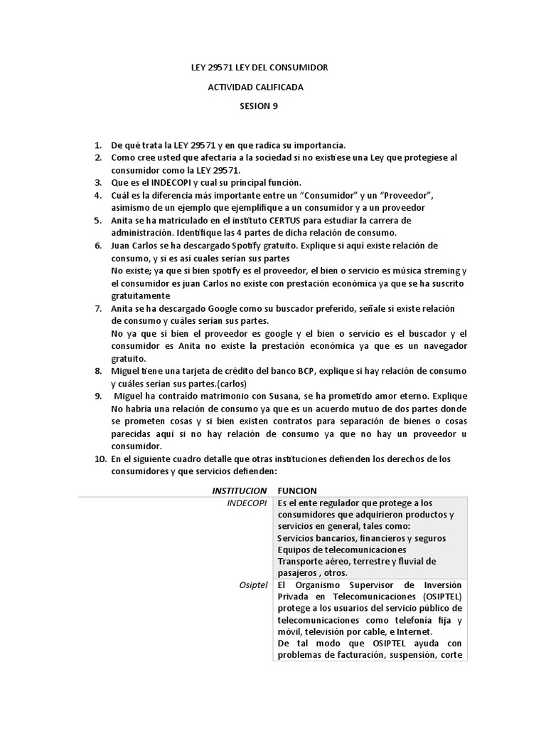 Codigo Consumo Ley 29571 Relacion Consumo | PDF | Pensión | Seguro